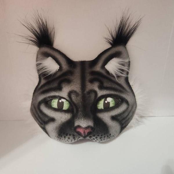 Therian Mask & MATCHING TAIL! Gray Cat Mask Lynx Bobcat Wildcat - Etsy