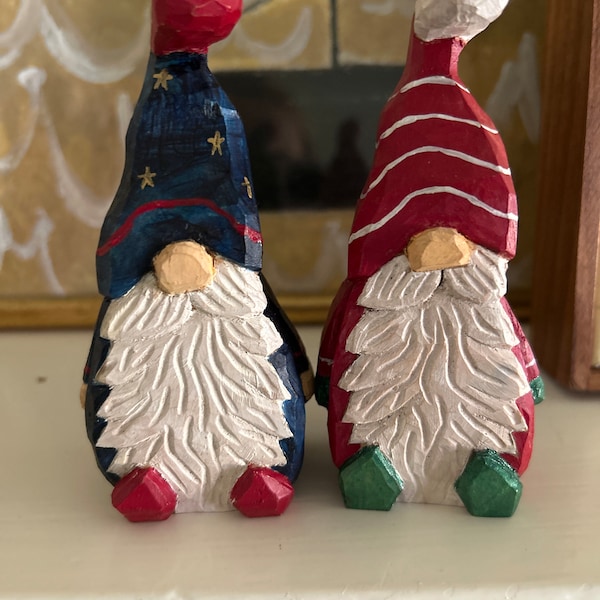 Hand Carved Wooden Folk Art Triangle Santa Claus Figure - Etsy