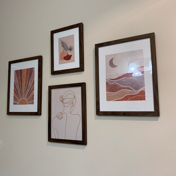 Boho Art Set of 3 Prints | Boho Wall Art | Abstract Landscape Poster Bundle | Line Art Gallery ...