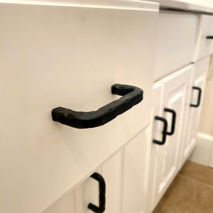 Hand Forged Hammered Square Stem Drawer Handle Brushed | Etsy