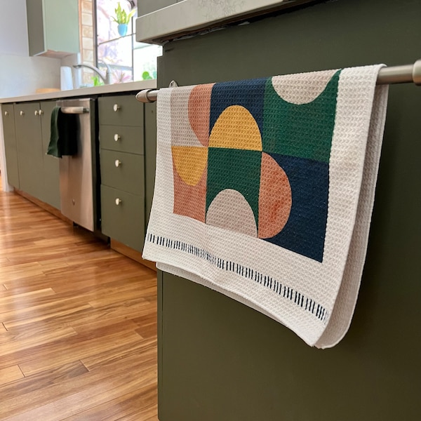 Geo Boho Dish Towel Trio – Bauhaus Geometric Boho Modern Kitchen Tea ...