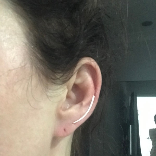 Ear Climber, Ear Cuff, Ear Crawler, Hammered, Sterling Silver, 14k Rose ...