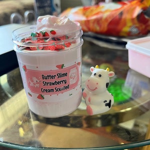 Strawberry Cow Butter Slime Scented Slime Pink Cow Slime - Etsy