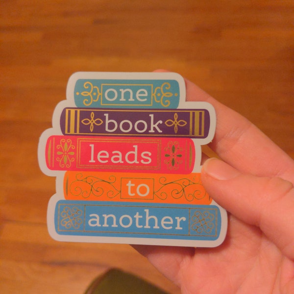 One Book Leads to Another Sticker Stack of Books Bookish Decal for Book ...