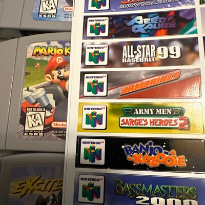 Japanese N64 Cartridge Top End Labels All 198 Japanese Labels 24 North ...
