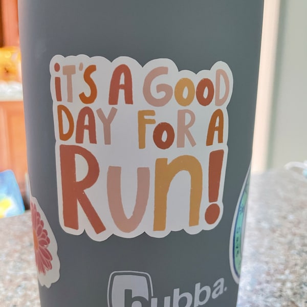 Good Day for A Run Sticker, Running Stickers, Runner Gift, Run Stickers ...