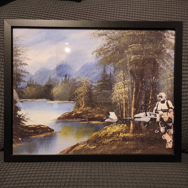 Tie Fighter Sunset Stormtroopers Upcycled Thrift Store Painting Star ...