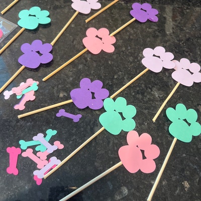Puppy Paw Birthday Confetti Pink, Purple and Teal Paws and Bones 300 ...