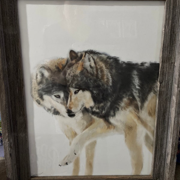 Wolves Couple Art Print – Sweet Anniversary Gift Wife, Watercolor Wolf ...