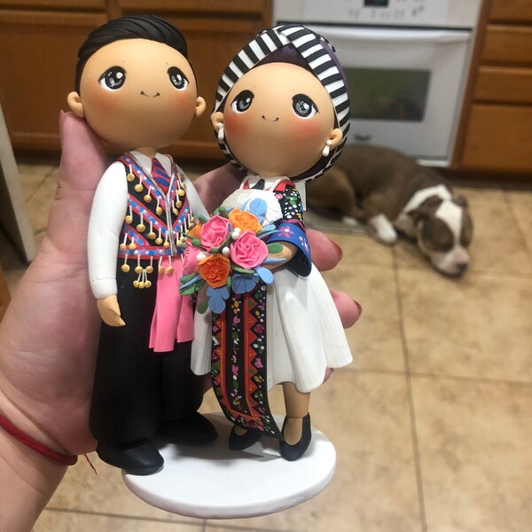 Traditional Hmong Wedding Attire Bride and Groom Wedding Cake Topper ...