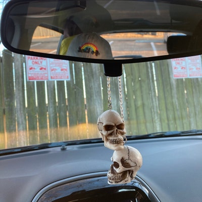 Bone Skeleton Head Rear View Mirror Skull Danglers - Etsy