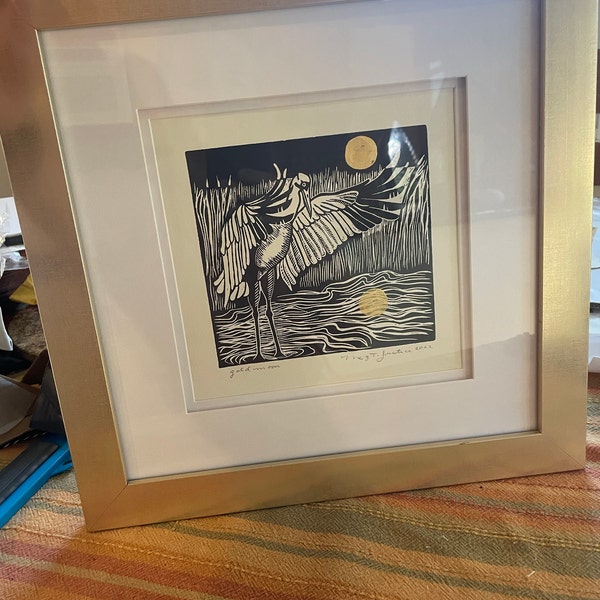 The River Ballet Linocut in Blue,otter Linocut,kingfisher Linocut ...