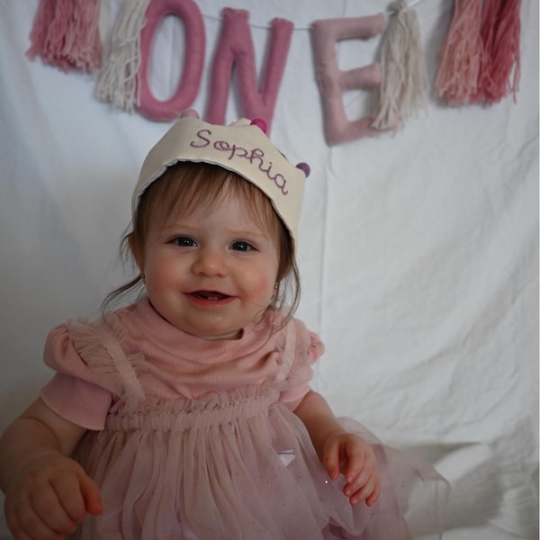 Number and Star Custom Linen Crown for Kids & Children's Birthday ...
