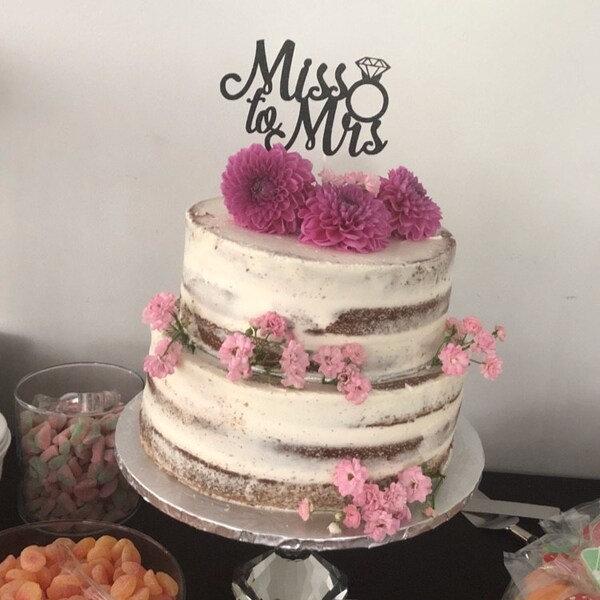 Miss to Mrs Cake Topper, Bridal Shower Cake Topper, Glitter Miss to Mrs ...