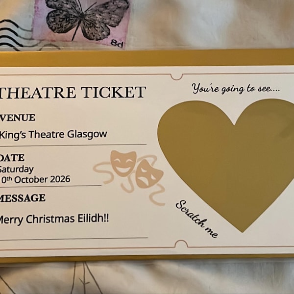 Theatre Scratch Card - Theatre Ticket - Personalised Play Voucher ...