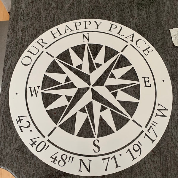 Custom Metal Compass Coordinates Sign - Any Location! - Etsy