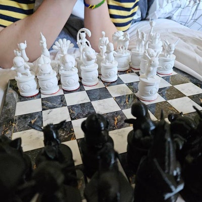 Resin Chessboard W Mushroom Chess Pieces Polymer Clay Chess Colorful ...