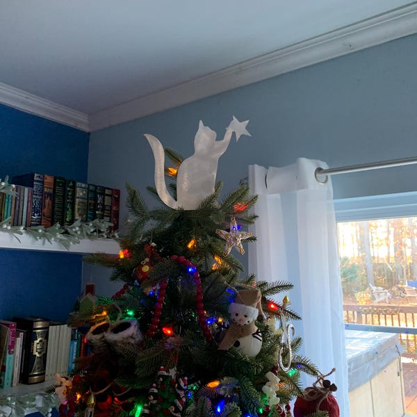 Kitty Cat, Cat Christmas Tree Topper, Wreath Decor, Holiday Decoration ...