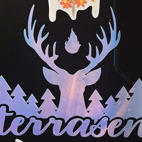 Geometric Stag of Terrasen With Crown on Fire, Wooden Wall Art, 9 ...