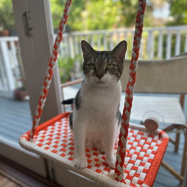 Macrame Cat Shelf Geometric Cat Window Perch Boho Cat Wall Shelf Mix ...