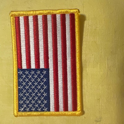 AMERICAN FLAG PATCH Gold Border Embroidered Iron-on Applique - Etsy