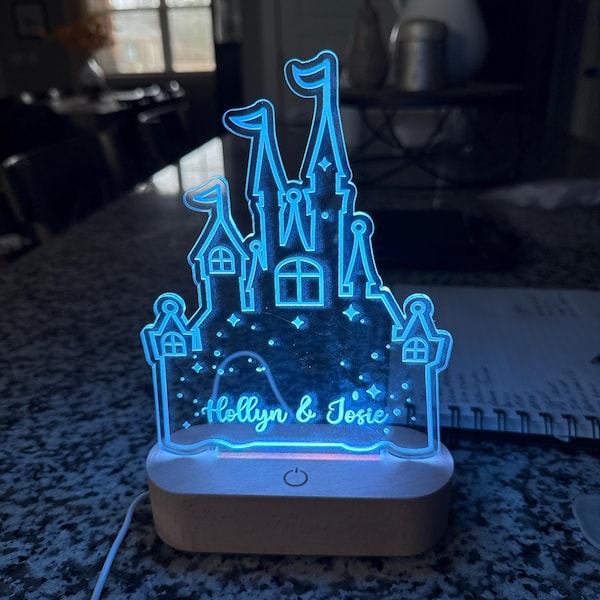 Personalized Princess Castle Night Light - Custom LED Lamp for Kids ...
