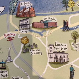 Denshaw Illustrated Map, A3 Art Print, Saddleworth Village Map ...