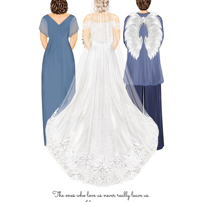 Personalized Bride and Parents Portrait Art DIGITAL Mother & - Etsy