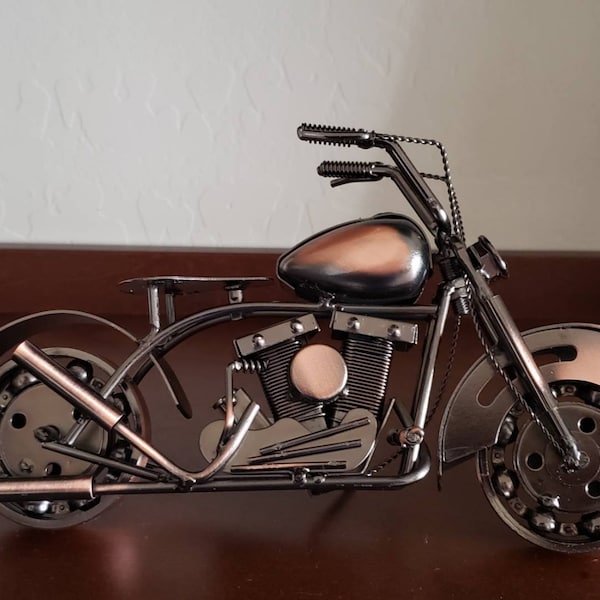 Handmade Scrap Metal Motorcycle Model: Copper Finish Biker Decor - Etsy