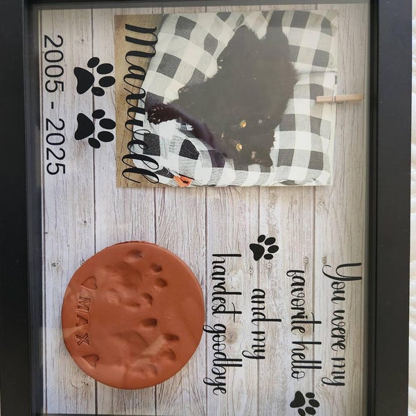 Pet Memorial Frame, Dog Memorial, Pet Memorial Gift, Paw Print Shadow ...