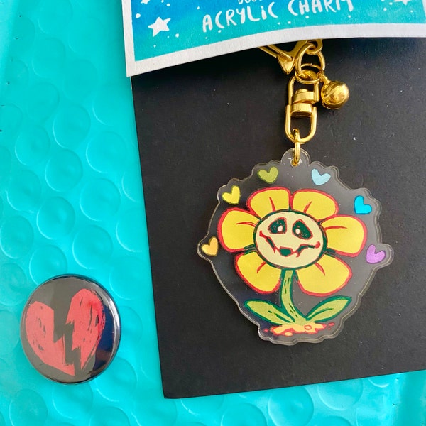 Undertale Flowey 1.5" Doubled Sided Acrylic Charm - Keychain or Cell ...