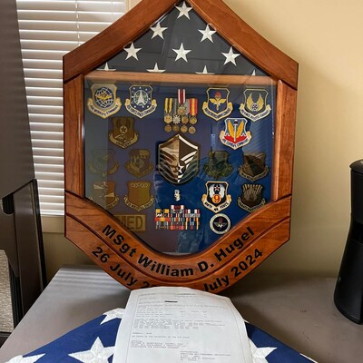 Handcrafted Air Force Msgt Shadowbox Military Shadowbox Retirement ...