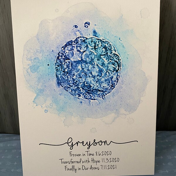 Embryo Art Custom Canvas Print IVF Baby Pregnancy Announcement IVF Art ...