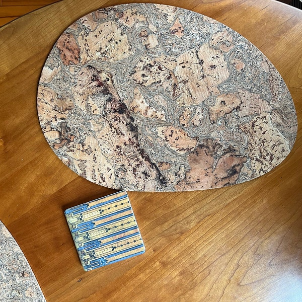 Portugal Cork Table Mats Placemats Set of 4, Rectangular, Stain Heat ...