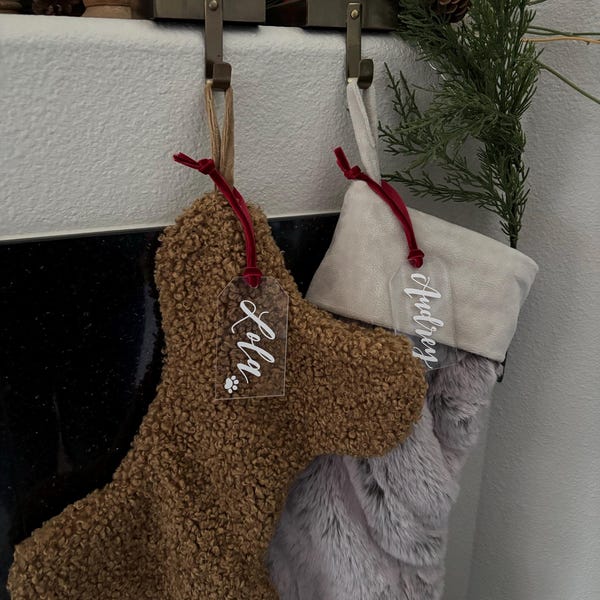 Acrylic Stocking Tags - Acrylic Name Tags, 3.5x2 Inches, Bridesmaid ...