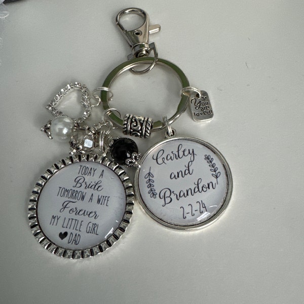Personalized Wedding Keychain for BRIDE From MOM From Dad Bridal ...