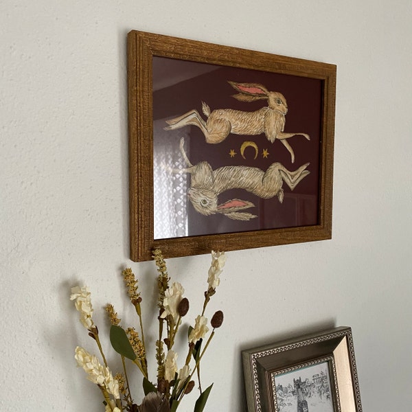 Gemini Hare Art Print, Watercolor Rabbit or Bunny Painting, Home Decor ...