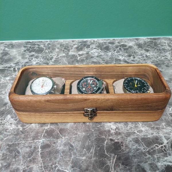 Wood Watch Box for Him Personalized Gift Watch Case, Stylish Rustic ...
