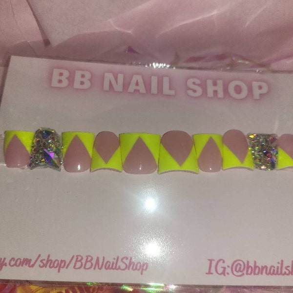 Neon V-french Set W/bling - Etsy