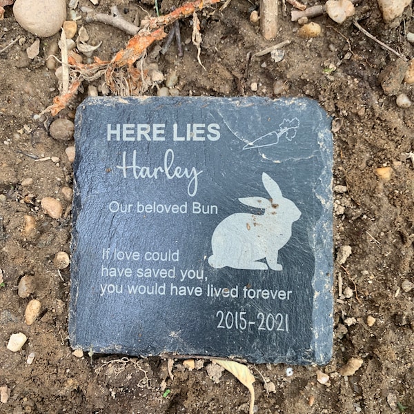 Personalised Engraved Slate Rabbit Pet Memorial Grave Marker Plaque ...