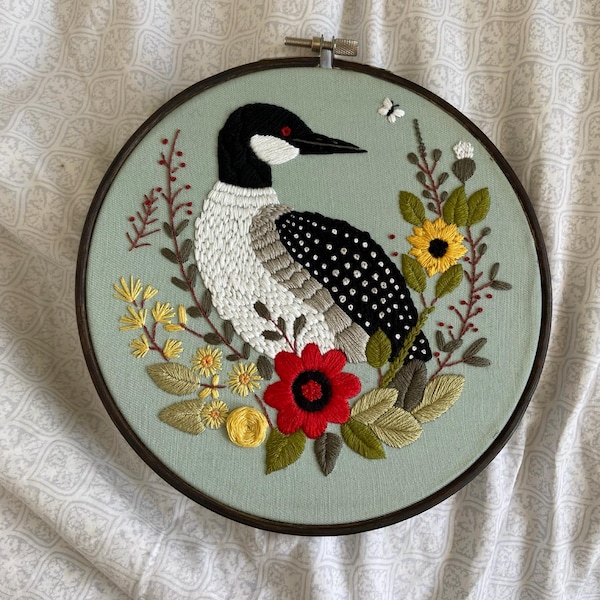 Canadian Loon Hand Embroidery Pattern, Loon Pattern, Bird Embroidery ...