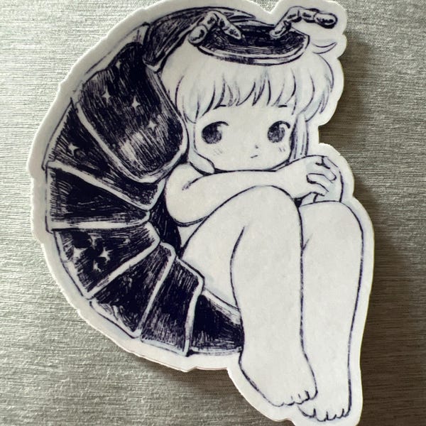 Bug in a Ball Sticker | Creepy Cute Isopod Girl Art on Waterproof Vinyl ...