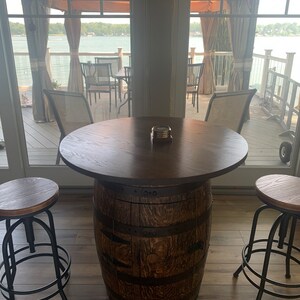 Standard Whiskey Barrel Pub Table, Counter Height Solid Wood Top ...