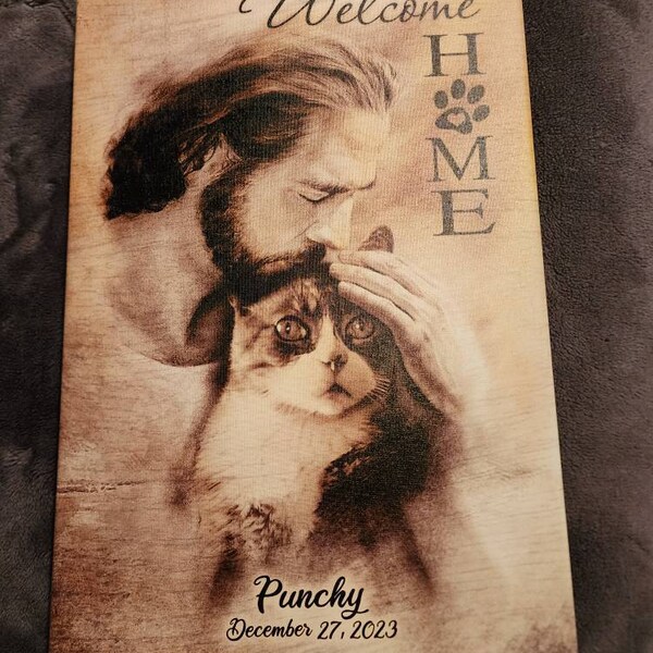 Jesus With Cat, Painting Jesus and Cat, Welcome Home Canvas, Pets in ...