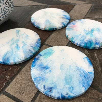 Orange and Blue Round Custom Coasters - Etsy