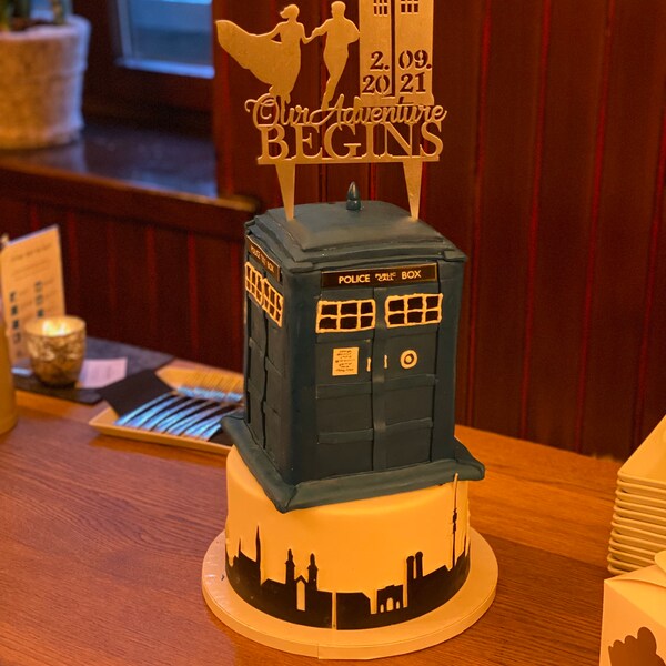 Running to the Police Call Box Wedding Cake Topper, Our Adventure ...