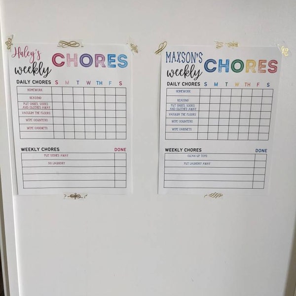 Printable Editable Daily & Weekly Kids Chore Responsibility Chart ...