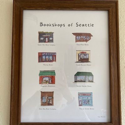 Bookshops of Seattle Watercolor Print Favorite Seattle Bookstores - Etsy