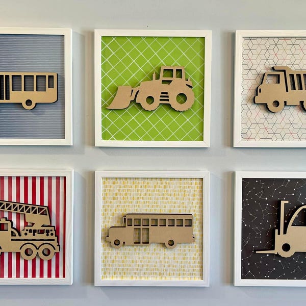Wooden Construction Vehicle Cutouts: Unfinished MDF Decor (3 Pack) - Etsy