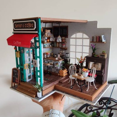 Build Your Own Coffee Shop, Doll House DIY Kit, Model Set, Miniature ...